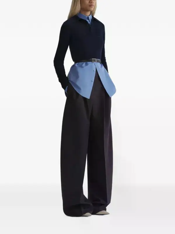 MUGLER Cashmere Cropped Polo Top