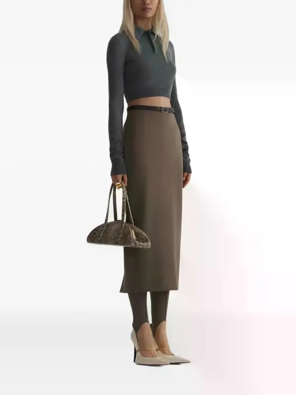 MUGLER Cashmere Cropped Polo Top