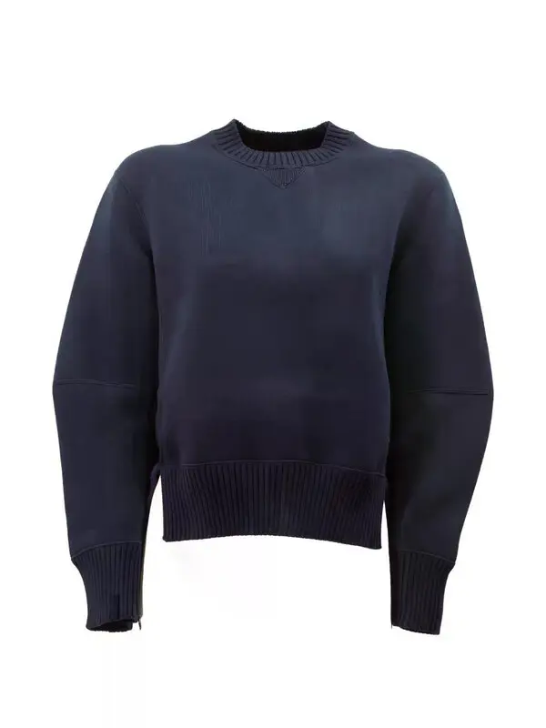 Sacai Paneled Crew Neck Long Sleeve Sweater