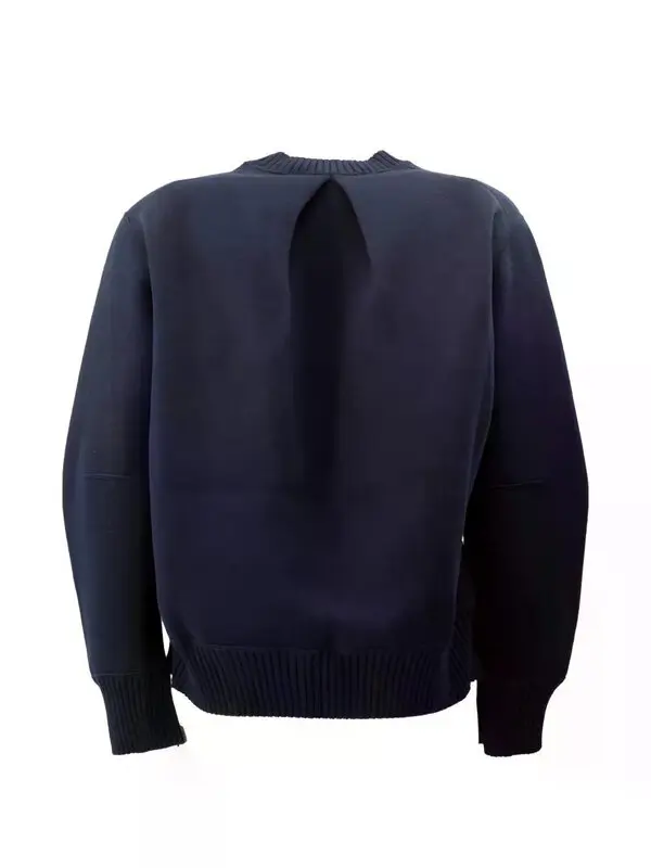 Sacai Paneled Crew Neck Long Sleeve Sweater