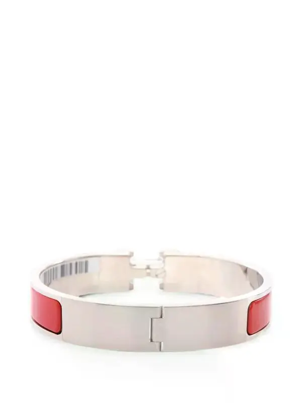 Hermès Clic H Enamel Bangle - Silver