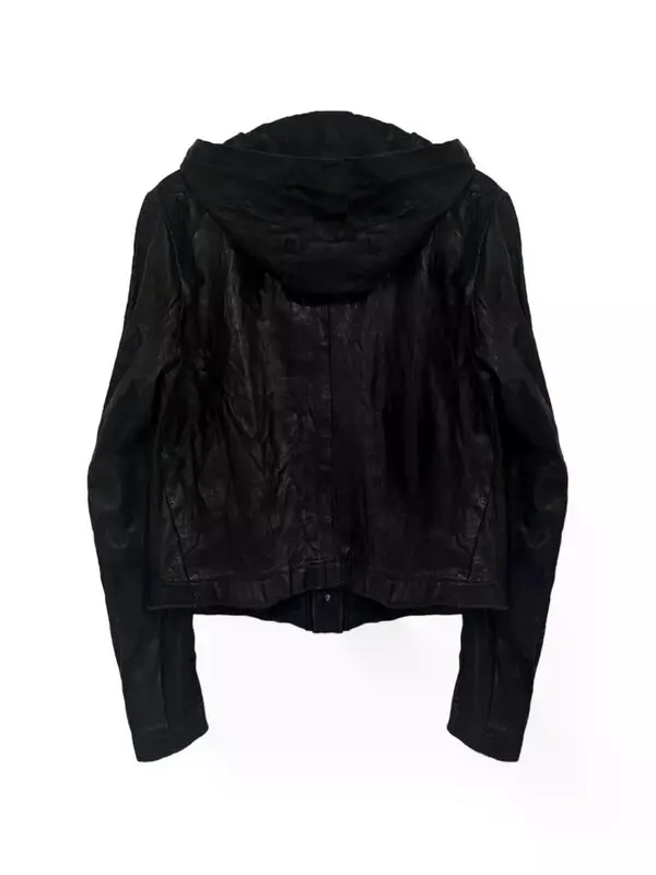 SAN263-1 Embroidered Hooded Leather Jacket