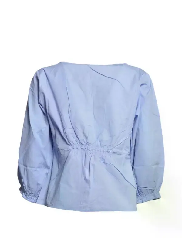 MERCI Bobble-trim Elasticated-waist Blouse - Blue