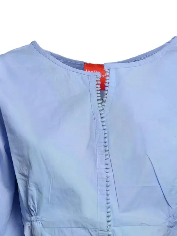 MERCI Bobble-trim Elasticated-waist Blouse - Blue
