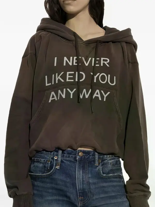 R13 Cropped Hoodie With Slogan Print