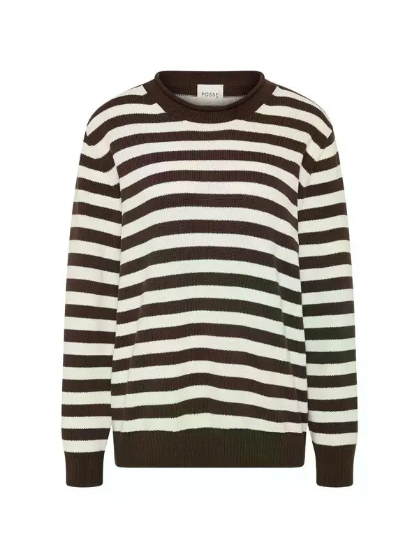 Posse Lara Striped Long Sleeve Sweater - Brown