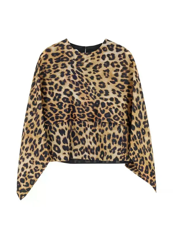 Alberta Ferretti Animal Print Cape Detail Blouse
