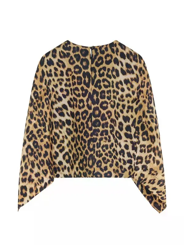 Alberta Ferretti Animal Print Cape Detail Blouse