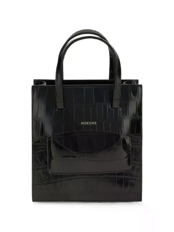 HIDESINS Pocket Croc-effect Tote Bag - Black