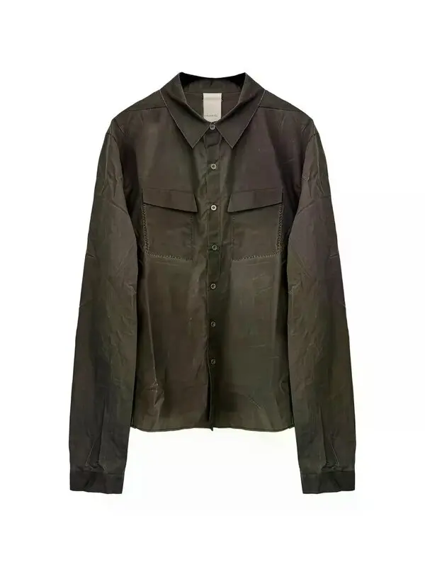 SAN263-1 Waxed Embroidered-pocket Shirt
