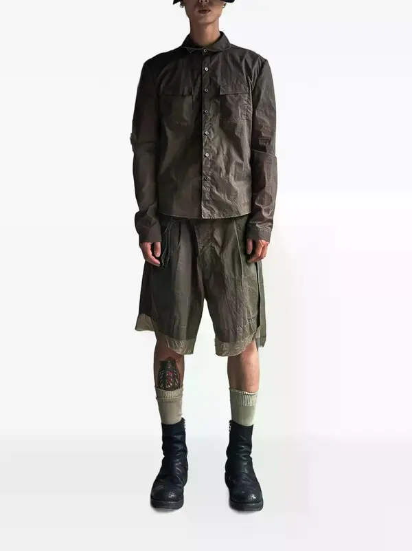 SAN263-1 Waxed Embroidered-pocket Shirt