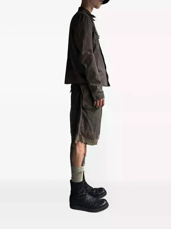 SAN263-1 Waxed Embroidered-pocket Shirt
