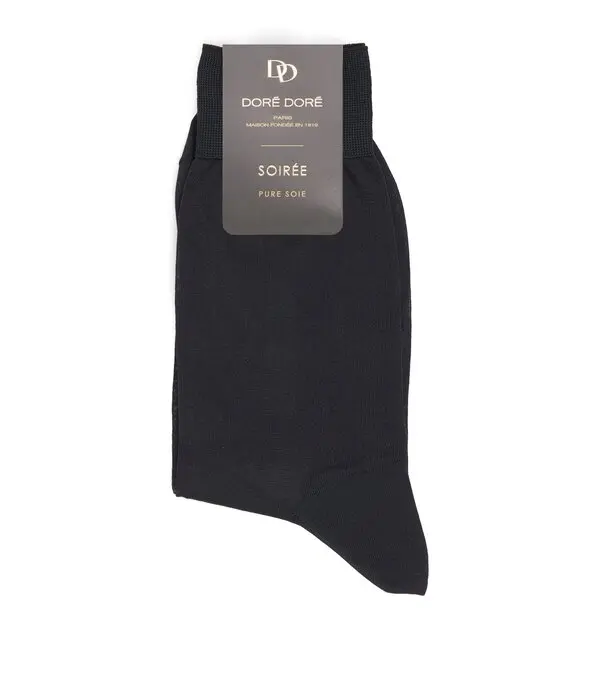 DORE DORE Silk Dress Socks - Navy