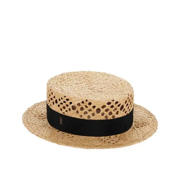 SIBI HATS Neutrals Taylor Vented Raffia Straw Boater Hat