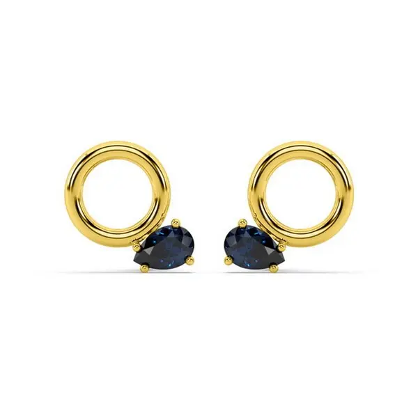 ONI Blue Sapphire Donut Studs - Gold