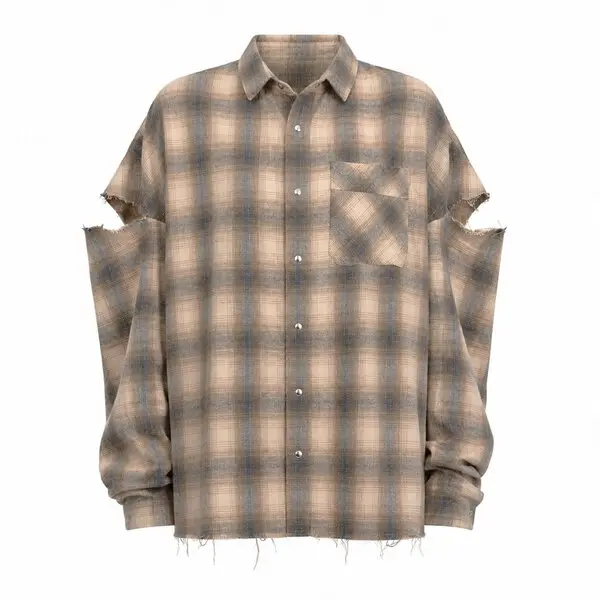 MYSIMPLICATED Fragmented Sleeves Shirt - Brown