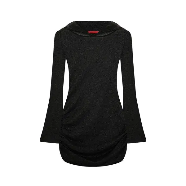 PCFG The Solar Reflections Hooded Sheer Draped Beach Dress - Black