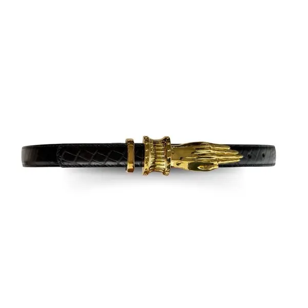 INDIGOLUSH Gilded Lure Hand Buckle Belt - Black