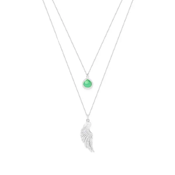 SEVEN SAINTS Silver And Green Agate Archangel Raphael Necklace - Silver/green