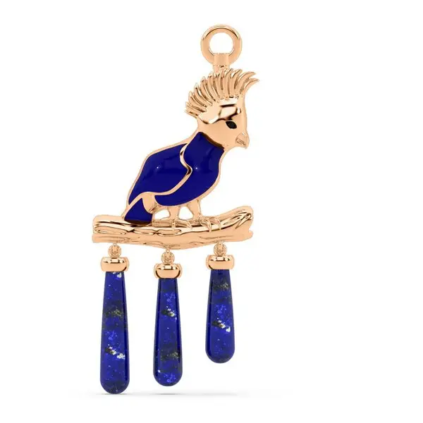 ONI Blue Cockatoo Charm With Lapis And Enamel - Rose Gold