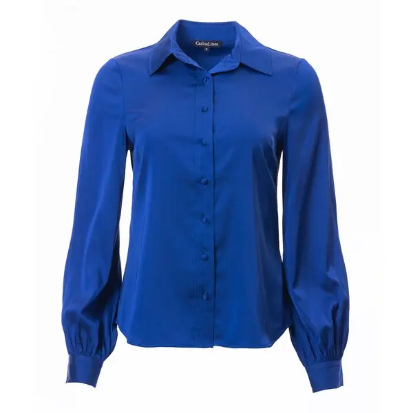 CARLOSLINES Cobalt Solid Long Sleeve Shirt