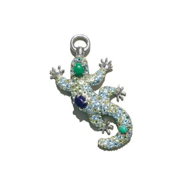ONI Echo Gecko Charm In Sterling With Gemstones