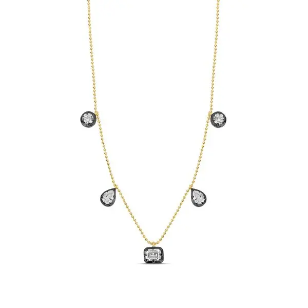 SHYMI Mix Shape Beaded Ball Chain Necklace - Gold/black