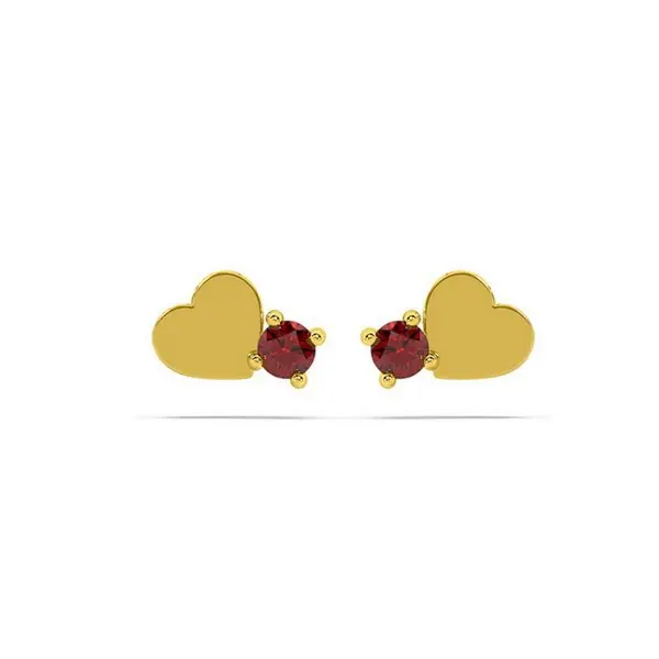 ONI Ruby Heart Stud Earrings In 14k Plated Sterling Silver - Gold