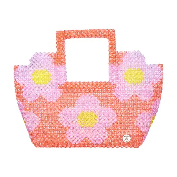 TILLIE BEADS Daisy Square Handle Tote Bead Bag