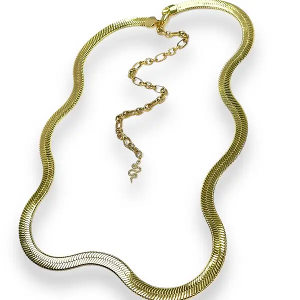 JAGGED HALO JEWELRY Thick Herringbone Chain In Yellow