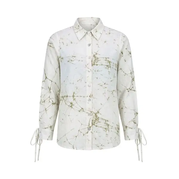 CELESTE MENDIS Hand-batik Cotton Shirt With Cuff Straps