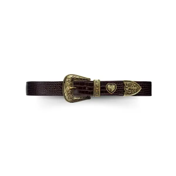 INDIGOLUSH Western Love Black Cherry & Gold Belt - Red