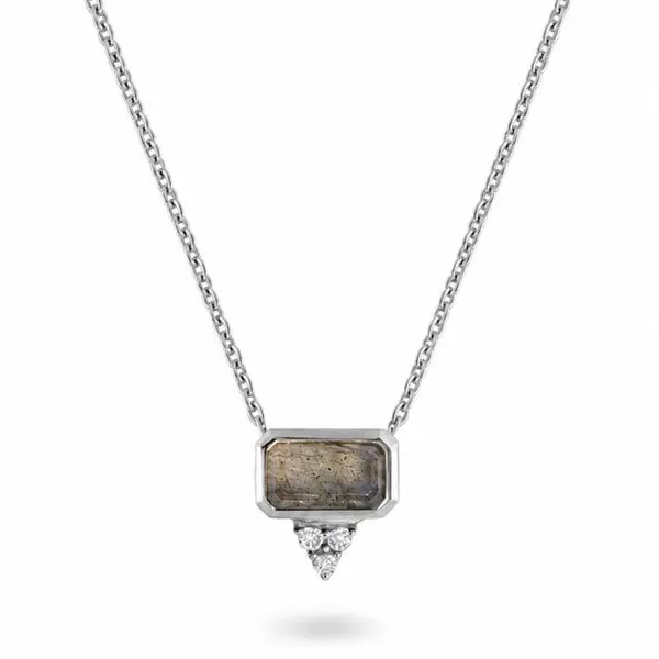 ZOHREH Sterling Silver Labradorite And White Sapphire Necklace - Silver/green