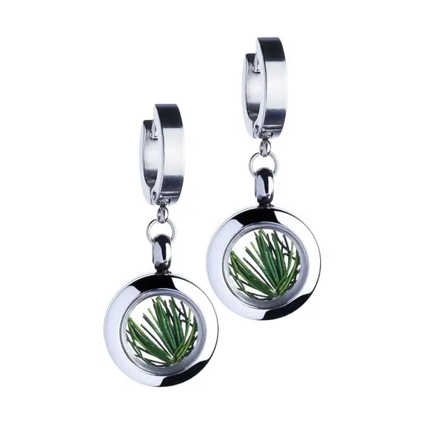 MY LITTLE NATURE Silver And Green Natural Pine Needle Dangle Earrings - Silver/green
