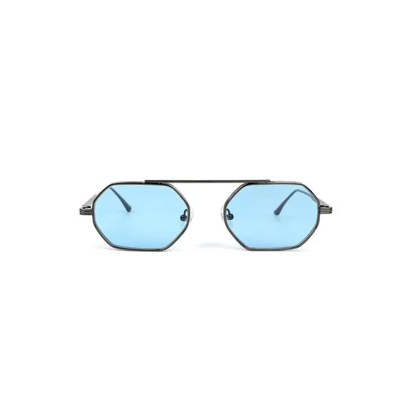 COSSINO Magari Metal Hexagon Lens Sunglasses - Blue
