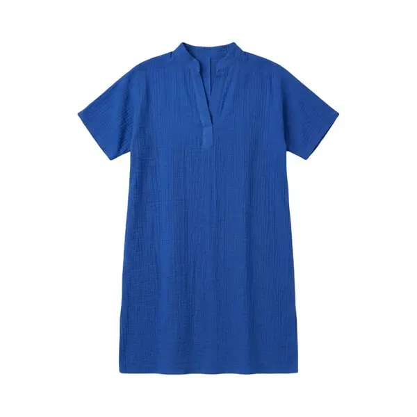 CASA DUNIYA Royal Cotton Sun Embroidery Soleil Swimsuit Cover-up - Blue