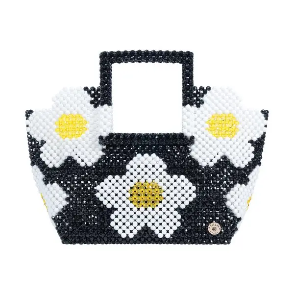 TILLIE BEADS Daisy Square Handle Tote Bead Bag