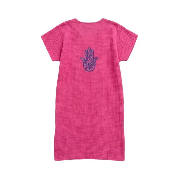 CASA DUNIYA Hot Cotton Hamsa Embroidery Soleil Swimsuit Cover-up - Pink