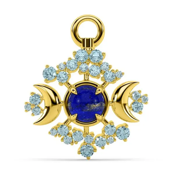 ONI Moon Sickle Charm In 14k Plated Sterling Silver With Lapis Lazuli And Blue Topaz - Gold