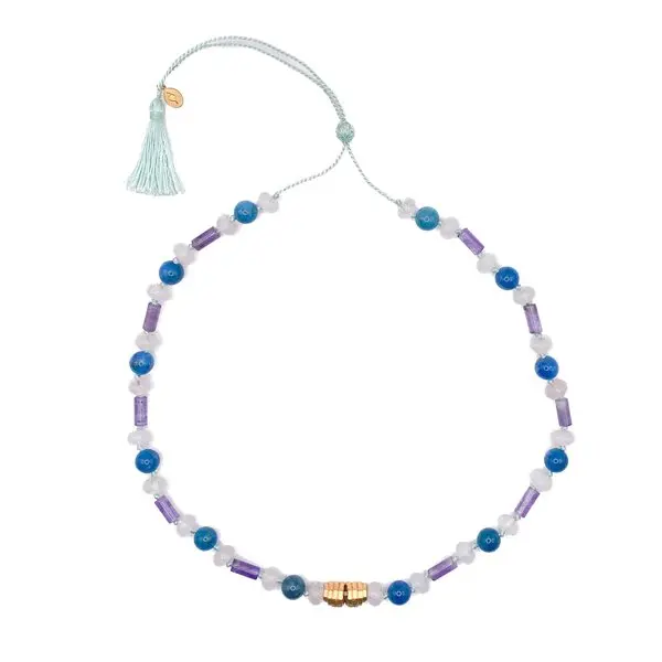 Après Youth Spud' Beaded Friendship Necklace With Gold Accents - Blue