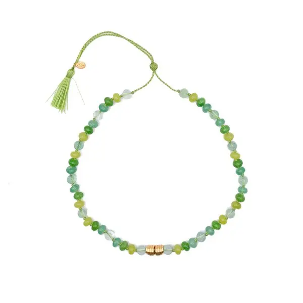 Après Youth Spud' Beaded Friendship Necklace With Gold Accents - Green