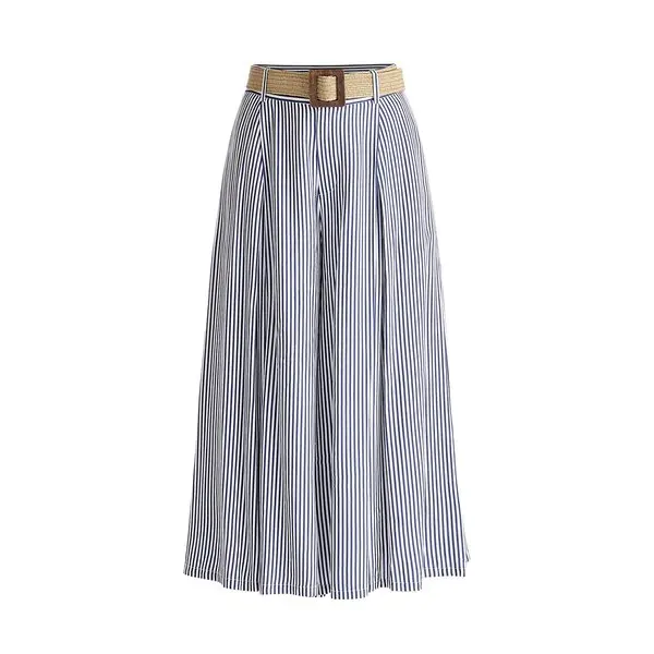 PAISIE Belted Pleated Culottes With Pin Stripes