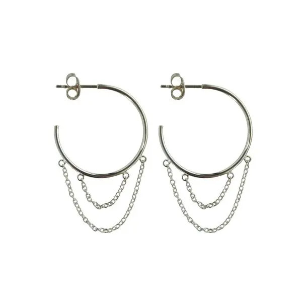 AREIA JEWELLERY Elva Chain Hoop Earrings - Silver