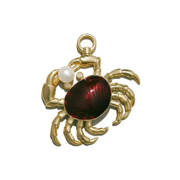 ONI Crab's Treasure Charm In Sterling Silver With Pearls And Diamonds - Gold