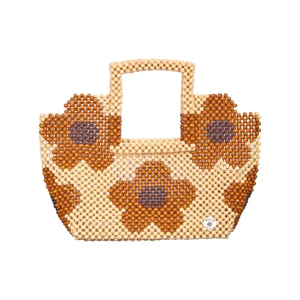 TILLIE BEADS Daisy Square Handle Tote Bead Bag