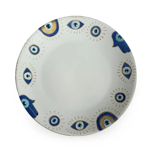 CASA DUNIYA Hand-painted Evil Eye Round Karima Serving Platter
