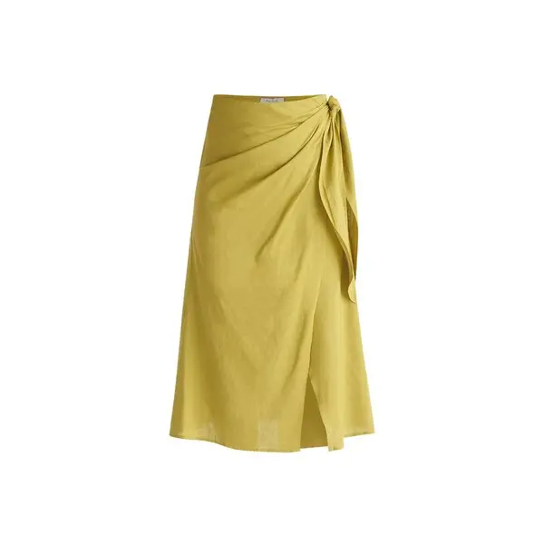 PAISIE Linen Blend Wrap Skirt