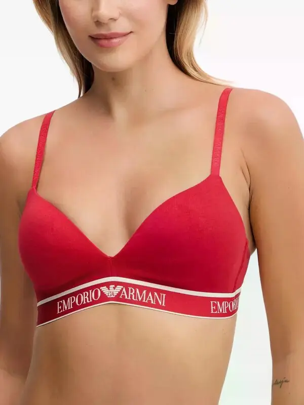 Emporio Armani Logo-tape Triangle Bra - Red