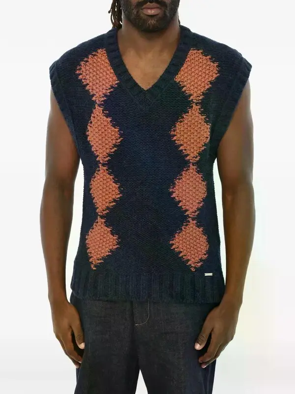 Dsquared2 Argyle-knit V-neck Sweater