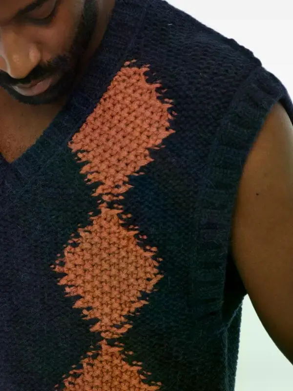 Dsquared2 Argyle-knit V-neck Sweater